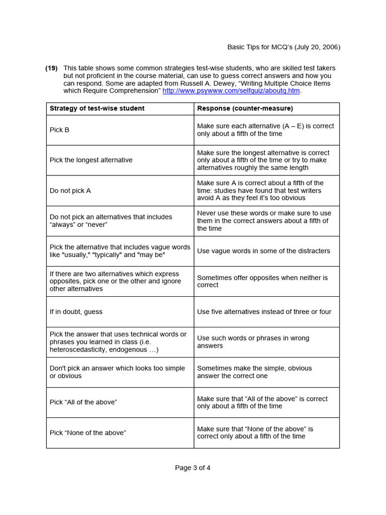 Test Wise | PDF | Multiple Choice