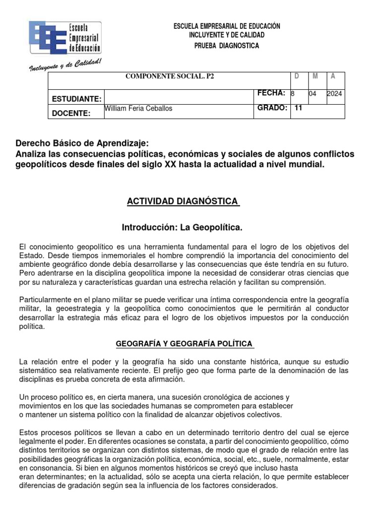 Guia Diagnóstica 11° Componente Social Periodo 2 | Descargar gratis PDF ...