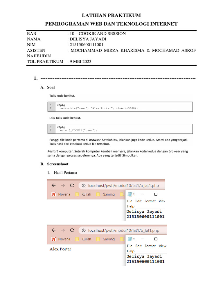 Praktikum Cookie dan Session Web | PDF