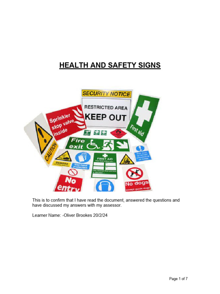 Understanding Health and Safety Signs | PDF | Firefighting | Safety