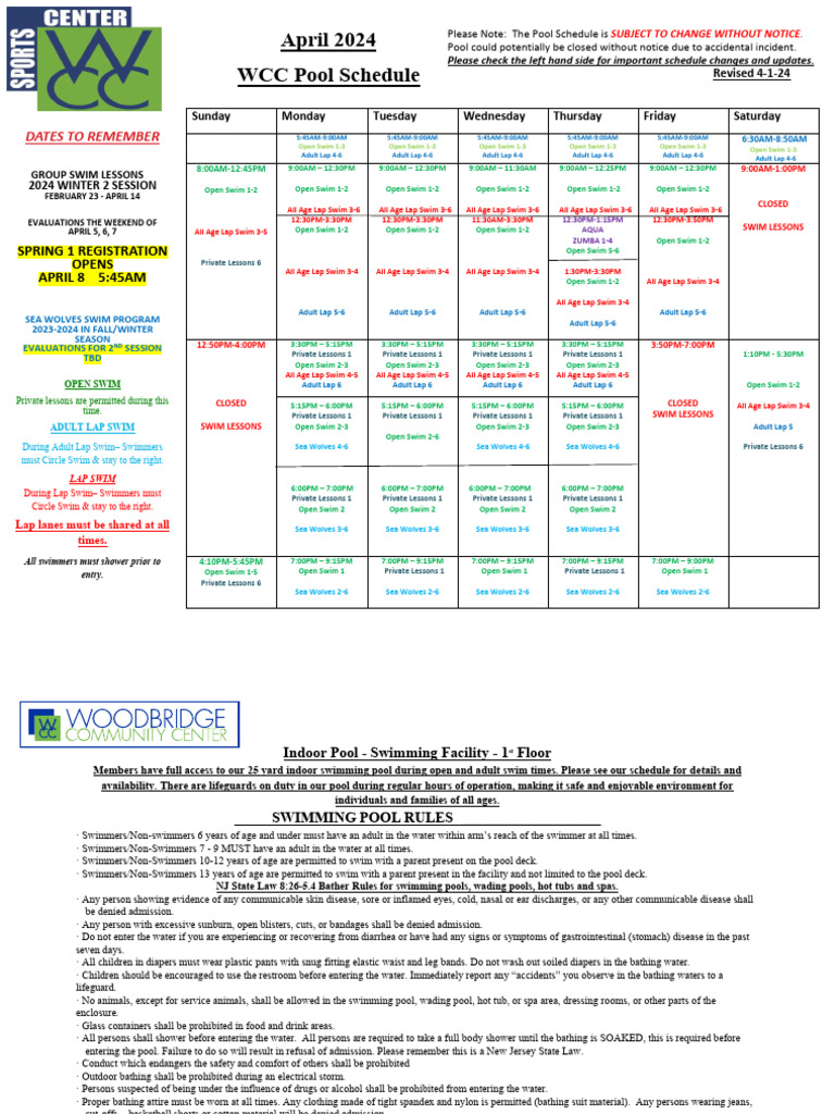 Ottawa Pool Schedule and Swim Lessons | PDF | Swimming Pool | Swimming