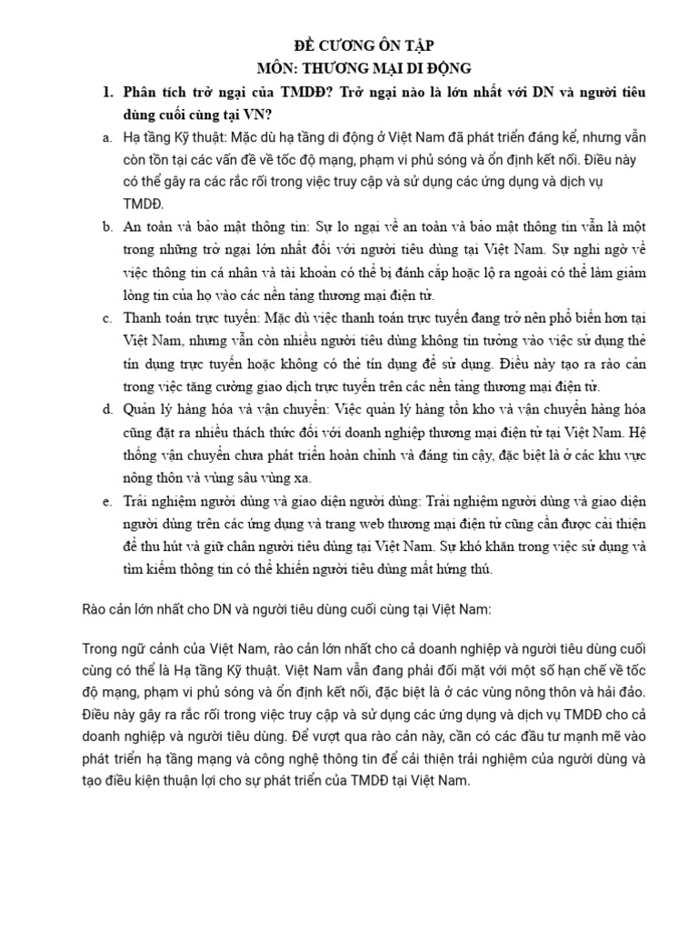 De Cuong On Tap TMDD | PDF