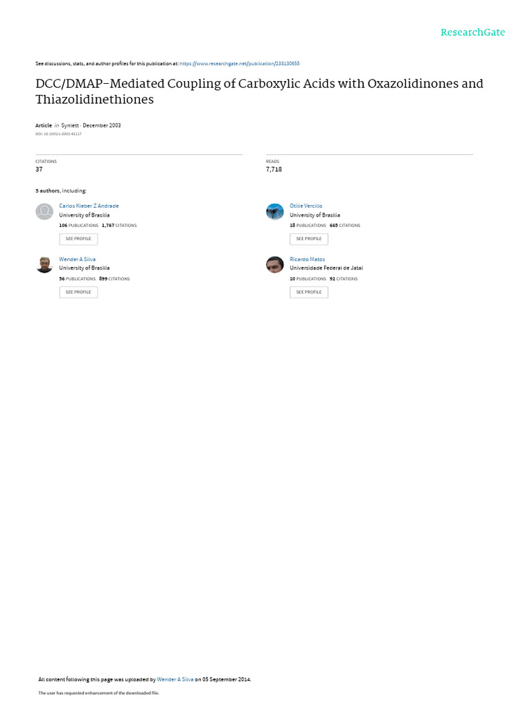 DCC/DMAP-Mediated Coupling of Carboxylic Acids With Oxazolidinones and ...