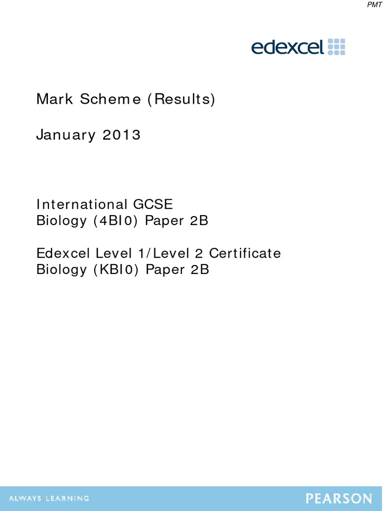 January 2013 MS - Paper 2B Edexcel Biology IGCSE | PDF | Water | Biology