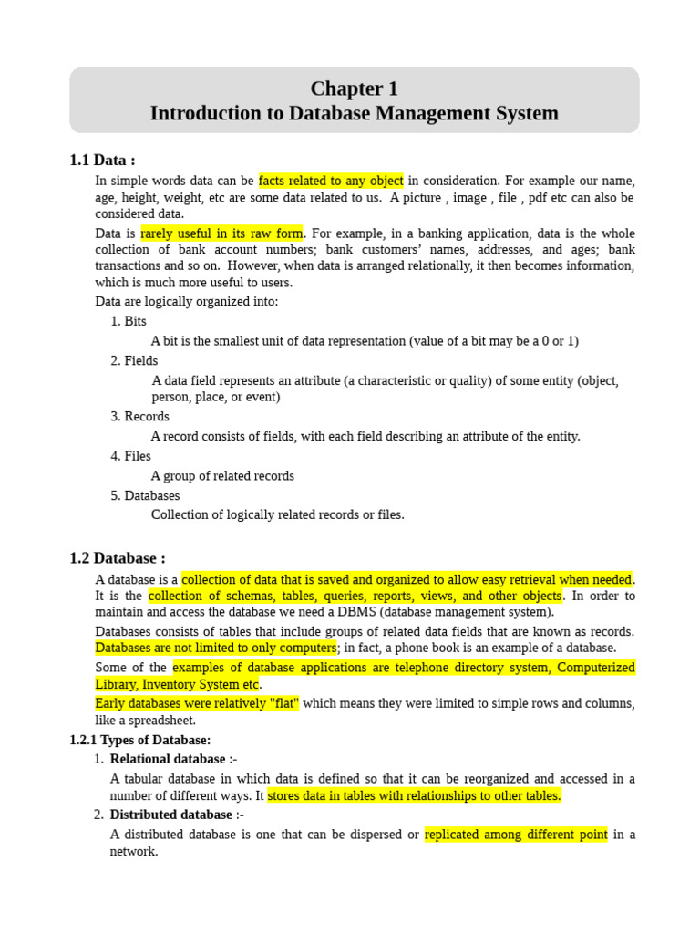 Chapter 1 | PDF | Databases | Computer File