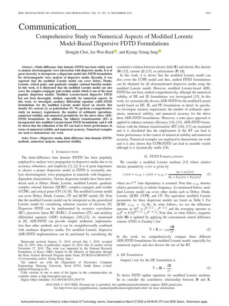 Comprehensive Study On Numerical Aspects of Modified Lorentz Model ... Comprehensive Study On Numerical Aspects of Modified Lorentz Model ...