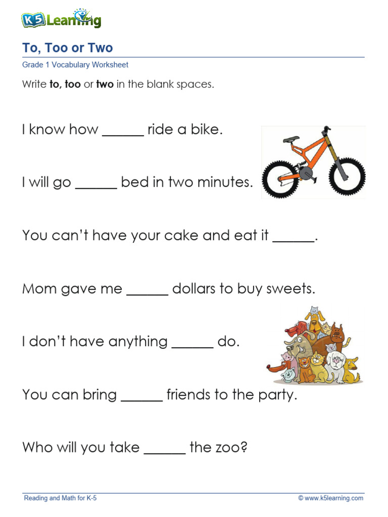 1st Grade To Too Two Sentences 2 | PDF | Self-Improvement