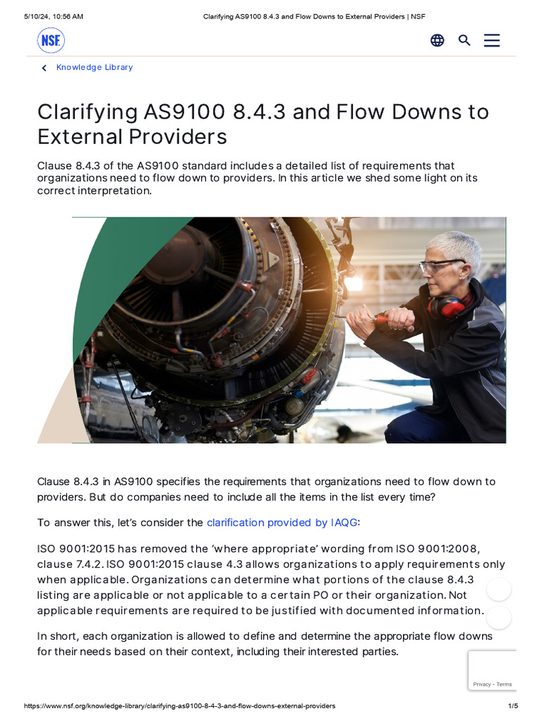 Clarifying AS9100 8.4.3 and Flow Downs To External Providers | PDF ...