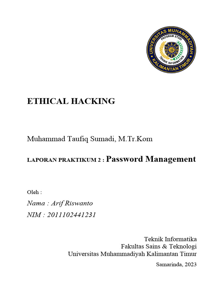 Laporan Praktikum 2 Password Management Ethical Hacking | PDF | Teknologi & Rekayasa