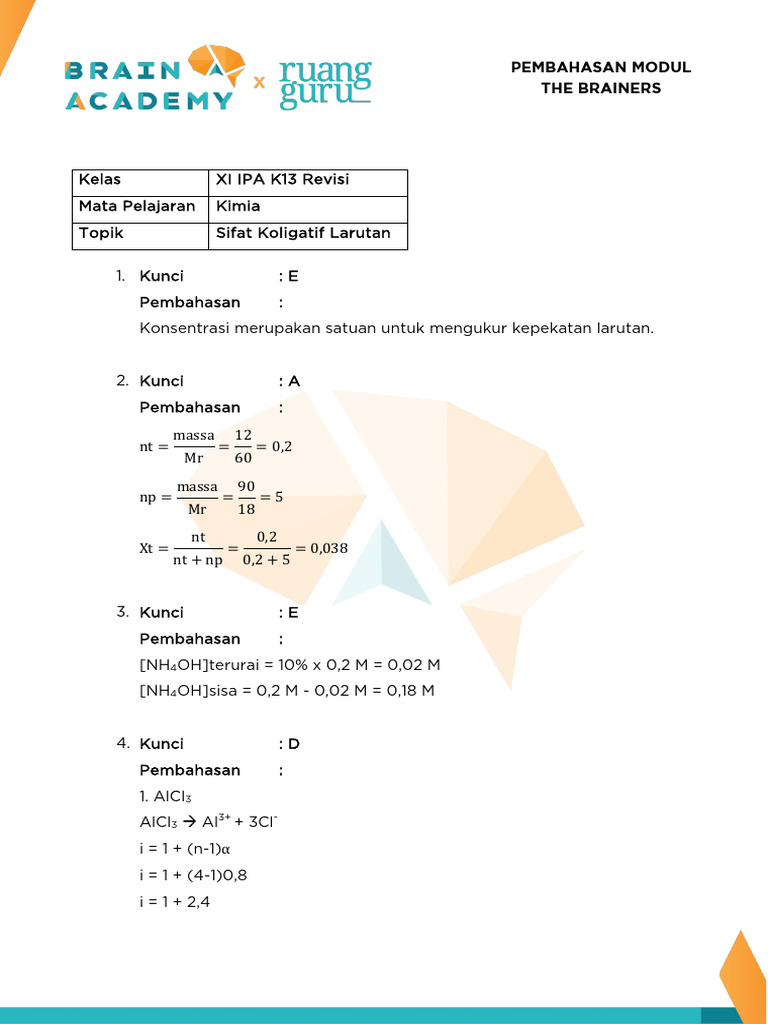 Pembahasan Sifat Koligatif Larutan | PDF | Metode & Bahan Ajar
