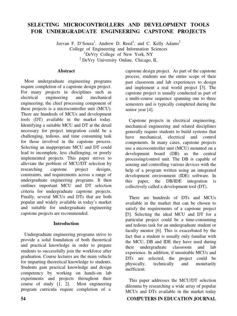 7 Selecting Microcontrollers and Development Tools For Undergraduate Engineering Capstone ...