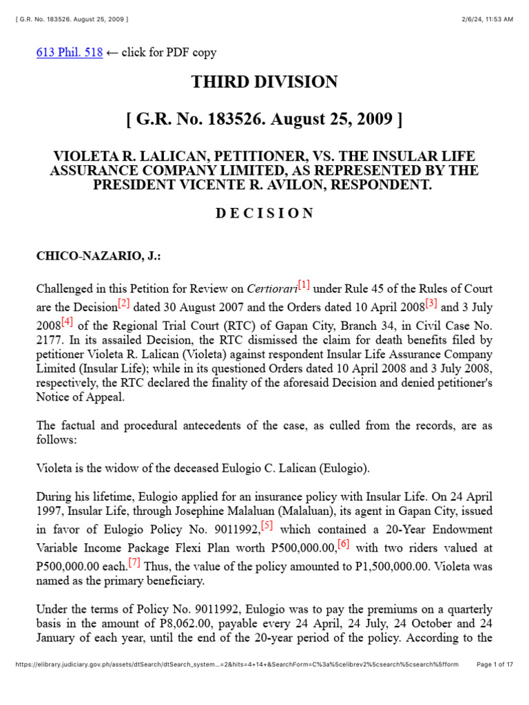 54 Lalican V Insular Life | PDF | Appeal | Lawsuit