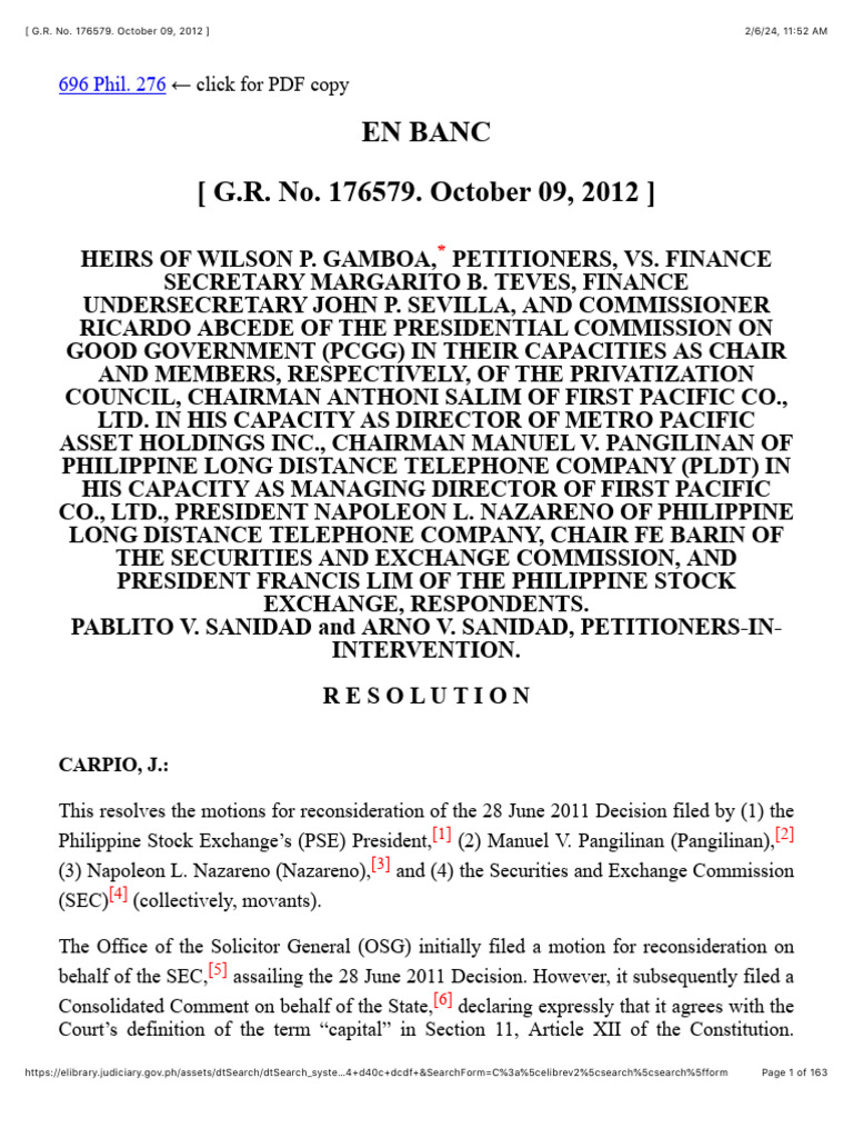 50 Heirs of Gamboa V Teves | PDF | Stocks | Corporations