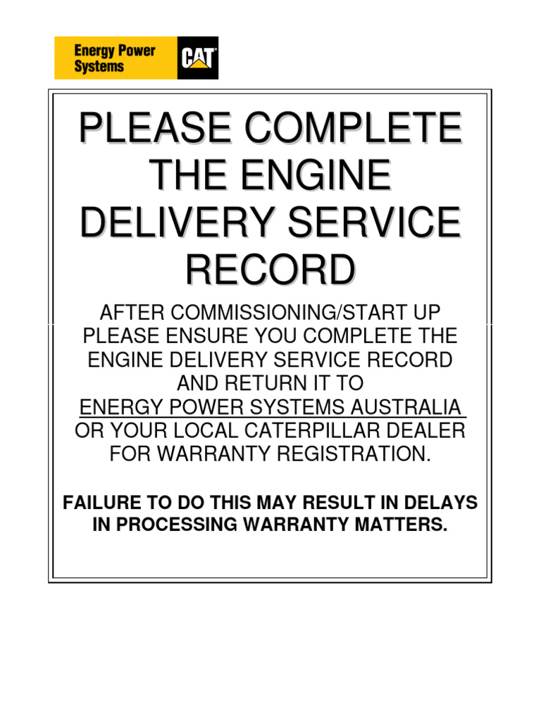 Engine Delivery Service Record Instructions | PDF | Computers ...