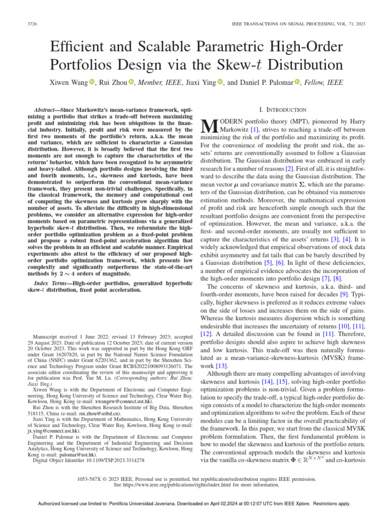 Skew-T Distribution | PDF | Modern Portfolio Theory | Mathematical Optimization