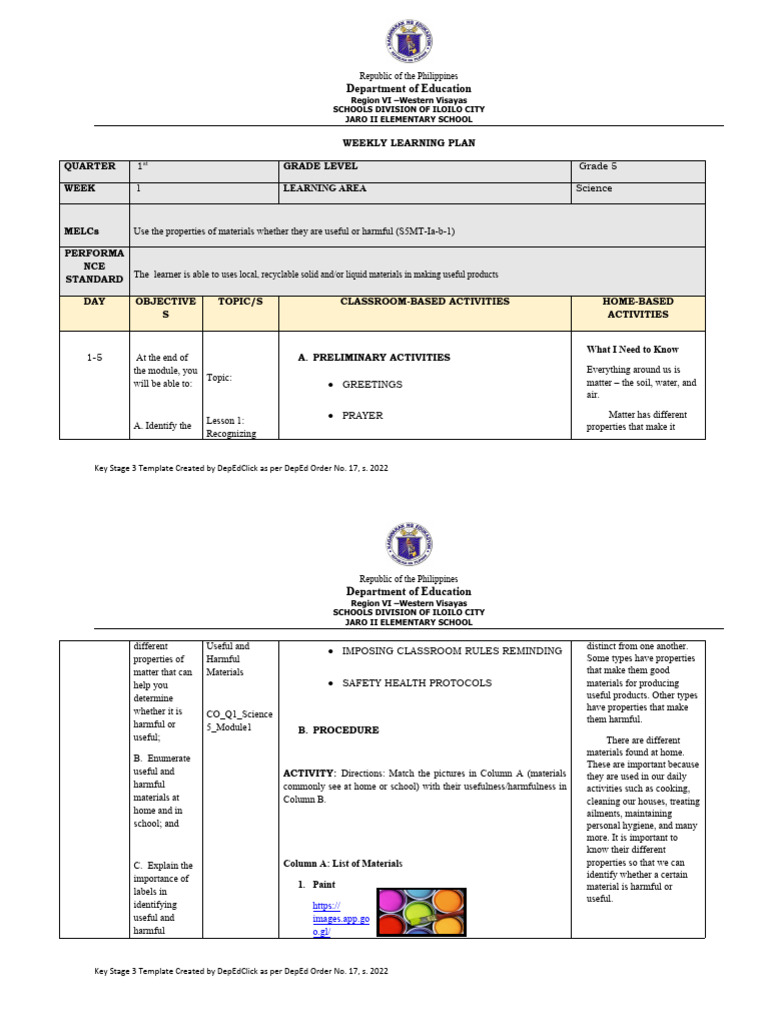 WLP Science 5 Q1 Week 1 | PDF