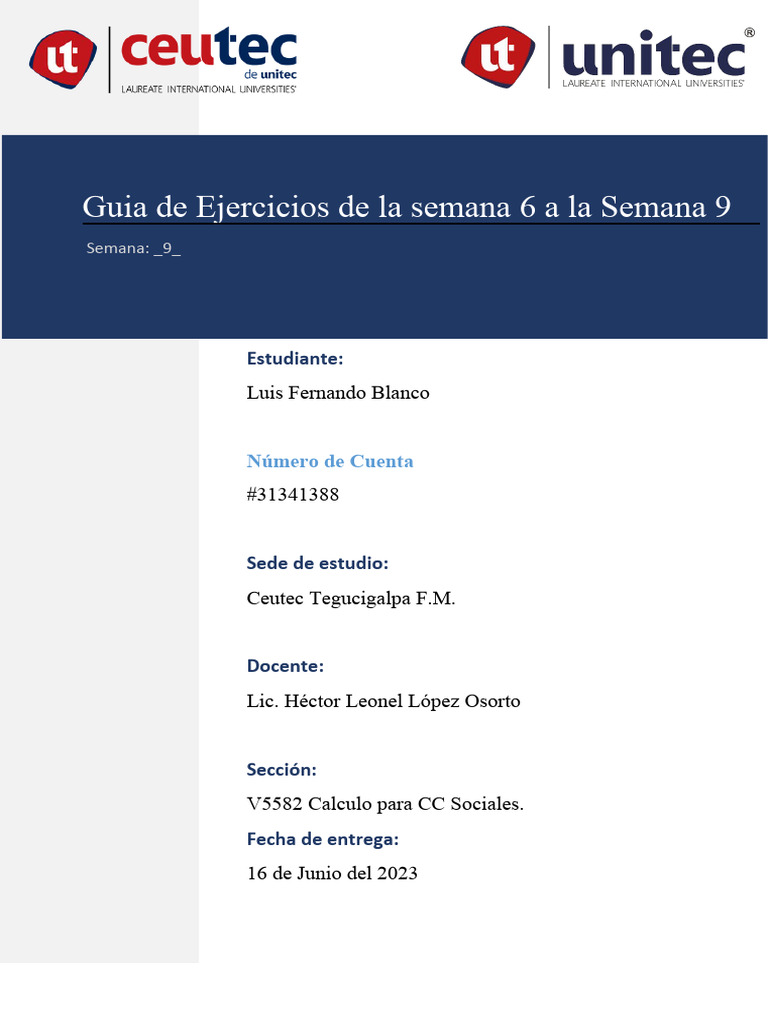 S9 - Guía de Ejercicios 9.1 - Tarea Integradora-Ejercicios de La Semana 6 A La Semana 9 - Luis ...