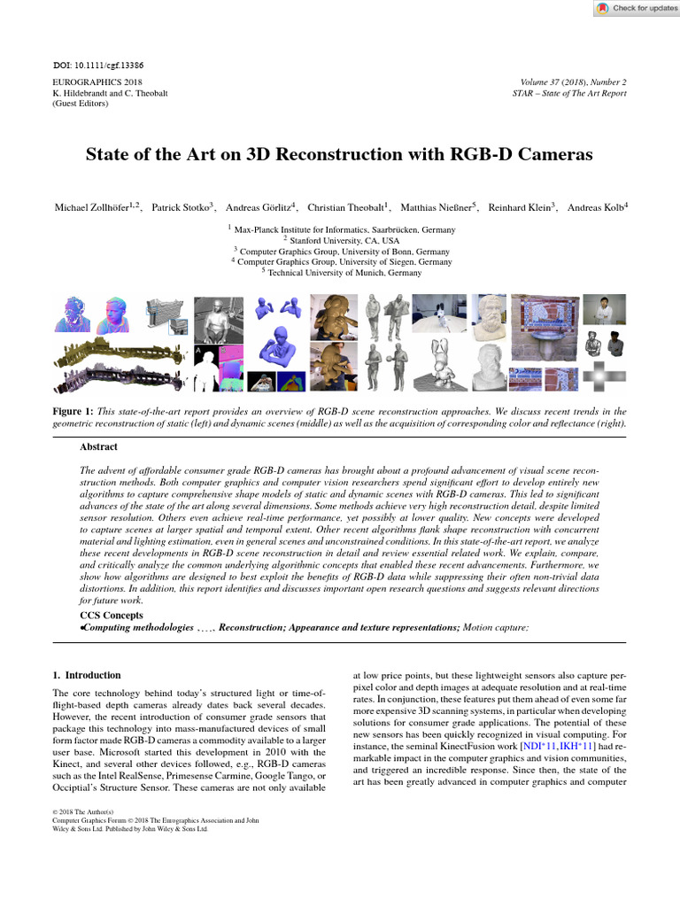 Computer Graphics Forum - 2018 - Zollh fer - State of the Art on 3D Reconstruction with RGB‐D ...