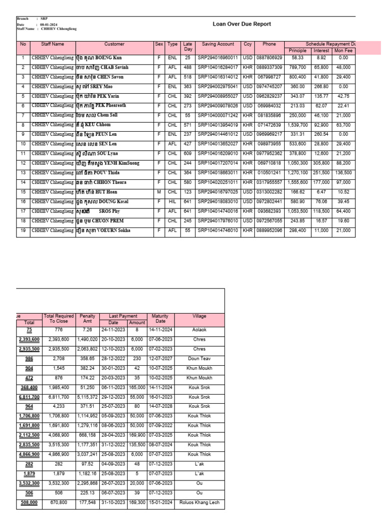Loan Overdue Print For LO CHM 208 | PDF | Demand For Money | Loans