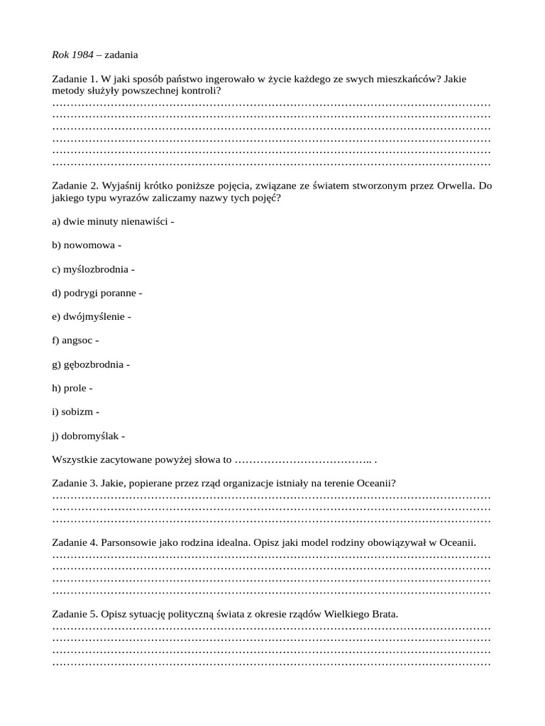 Rok 1984 Zadania | PDF