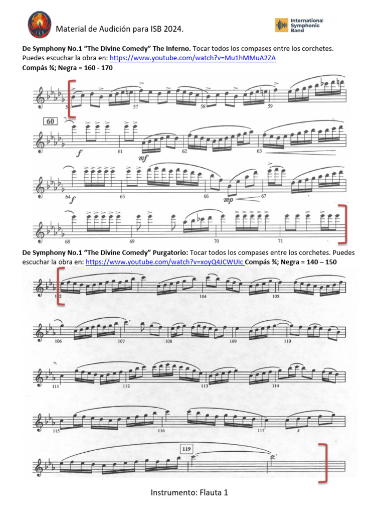Audición Flauta ISB 2024: Material Clave | PDF | Arte