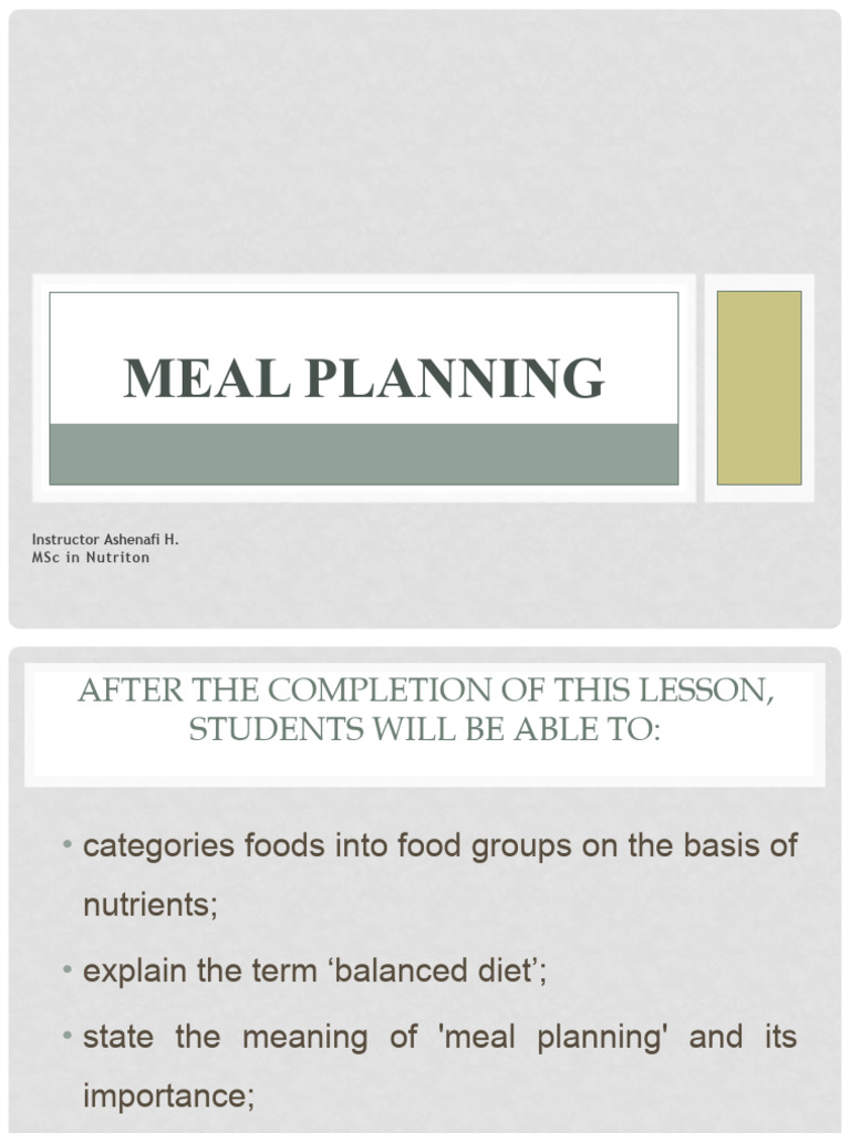 Understanding Meal Planning Basics | PDF | Foods | Diet & Nutrition