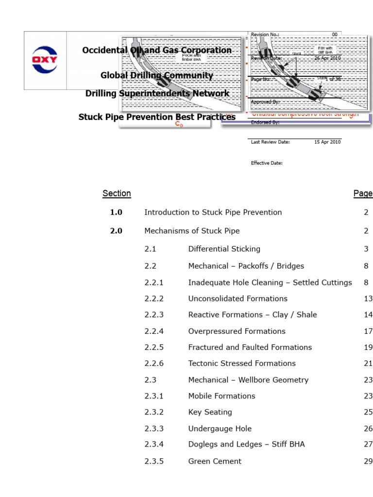 Oxy Stuck Pipe Prevention Best Practices - Final) | PDF | Oil Well | Pump