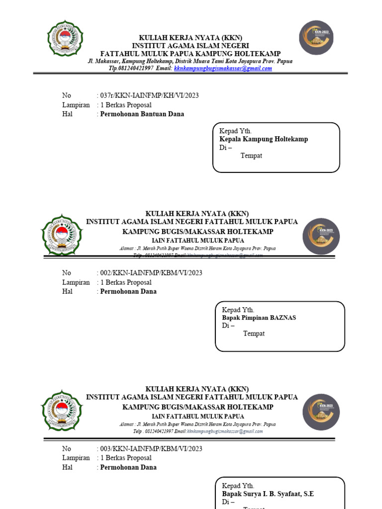 Amplop Surat KKN | PDF