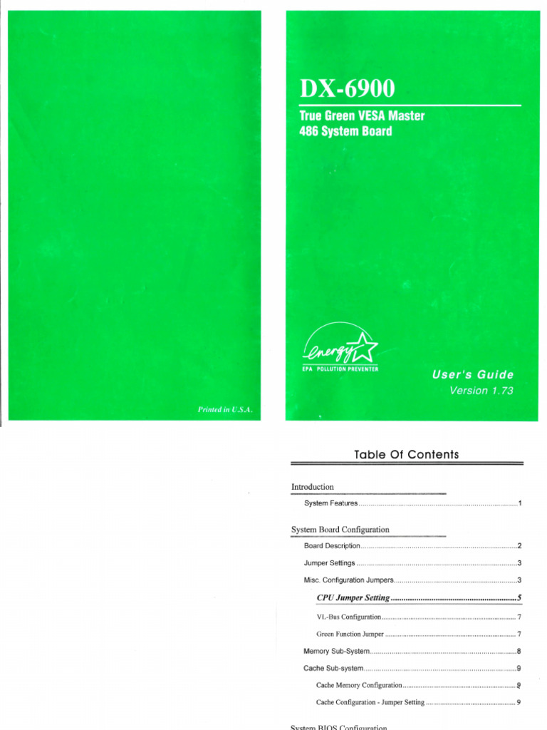 DX-6900 True Green VESA Master 486 System Board | Download Free PDF | Computer Hardware ...