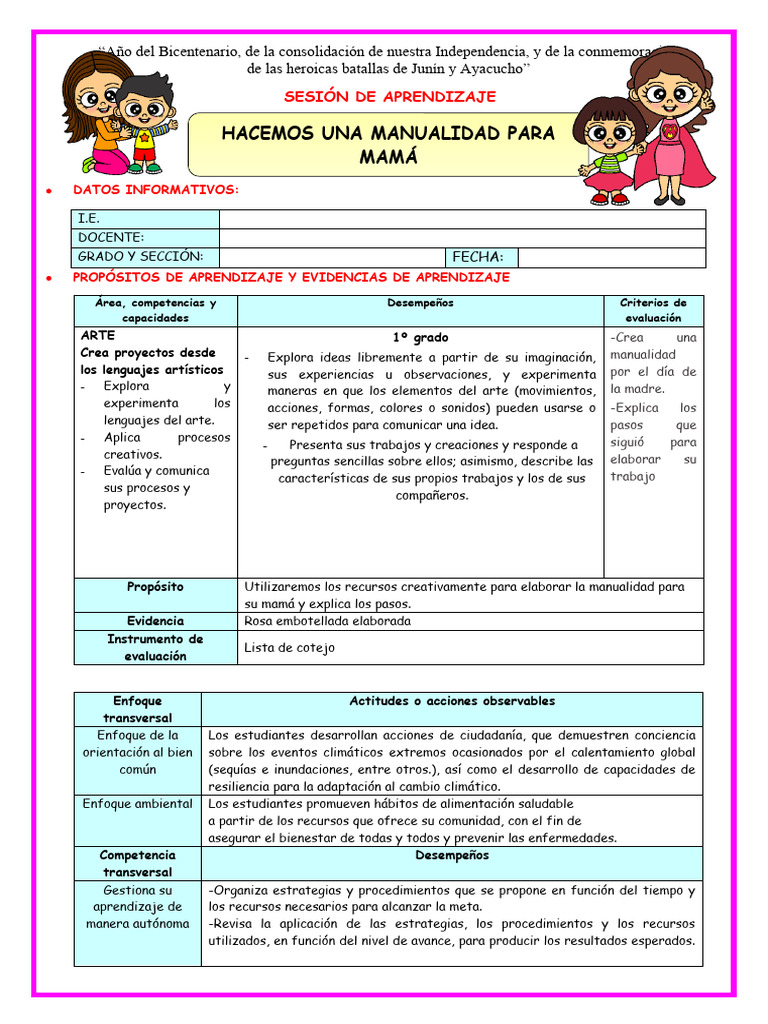 Manualidad para Mamá: Actividad Creativa | PDF | Evaluación | Aprendizaje