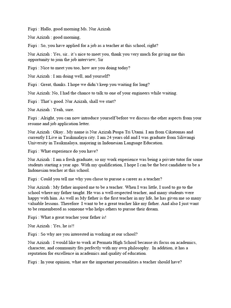 Dialog interview | PDF | Teachers