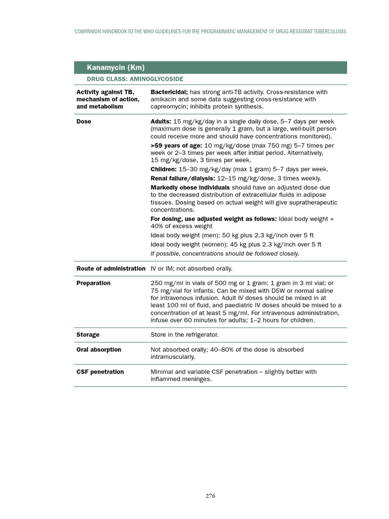 Kanamycin Drug Information Sheet | Download Free PDF | Clinical ...