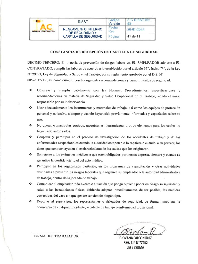 Cartilla de Seguridad | PDF