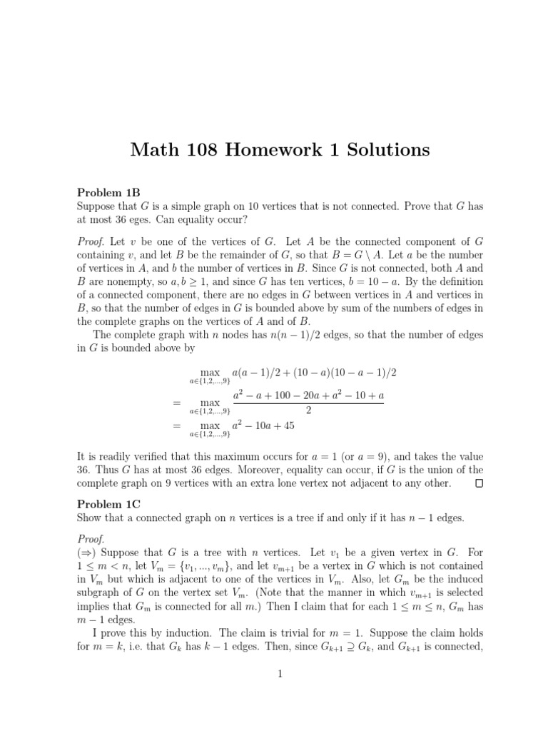 hw1sol | PDF | Vertex (Graph Theory) | Discrete Mathematics