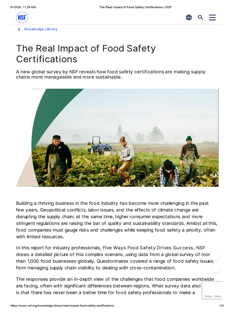 The Real Impact of Food Safety Certifications _ NSF | PDF | Food Safety ... The Real Impact of Food Safety Certifications _ NSF | PDF | Food Safety ...