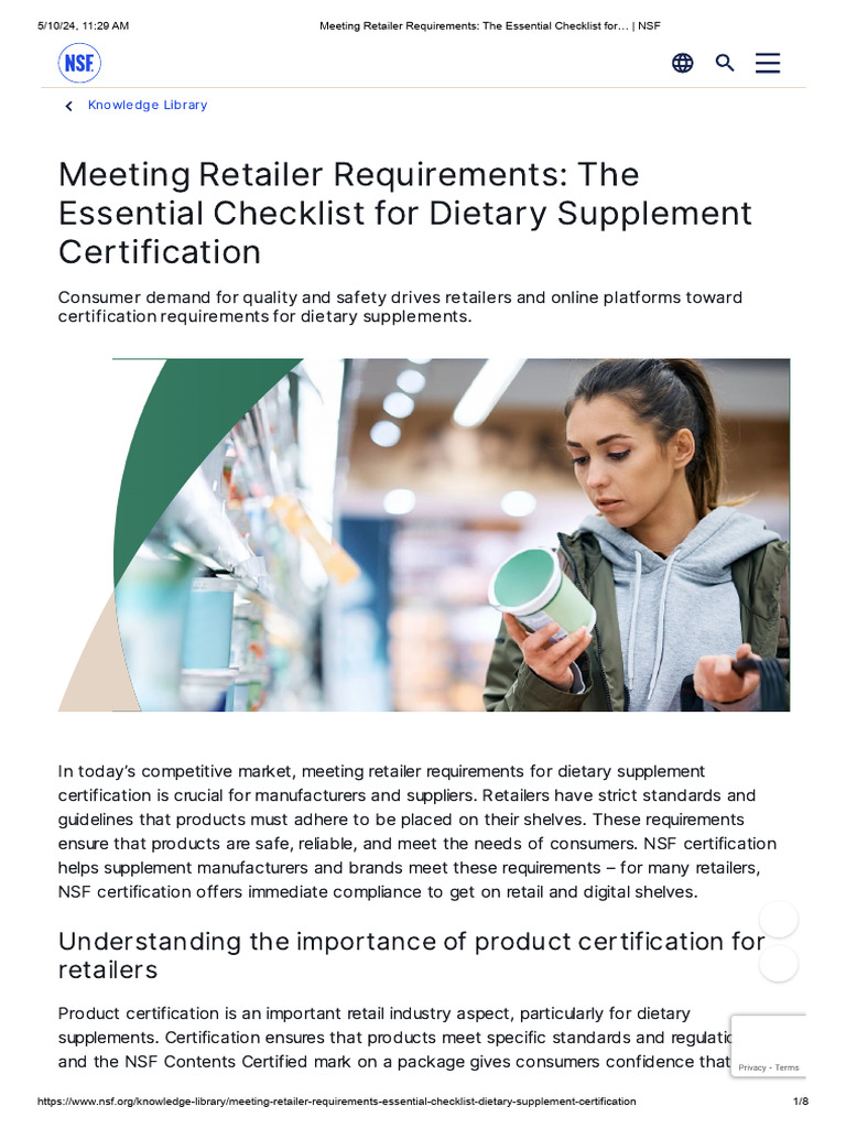 Meeting Retailer Requirements - The Essential Checklist For - NSF | PDF ...