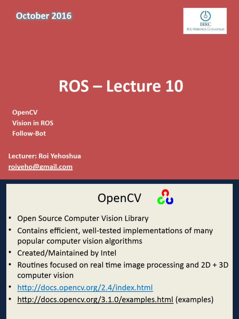 OpenCV Basics for ROS Image Processing | PDF | Computer Vision ...