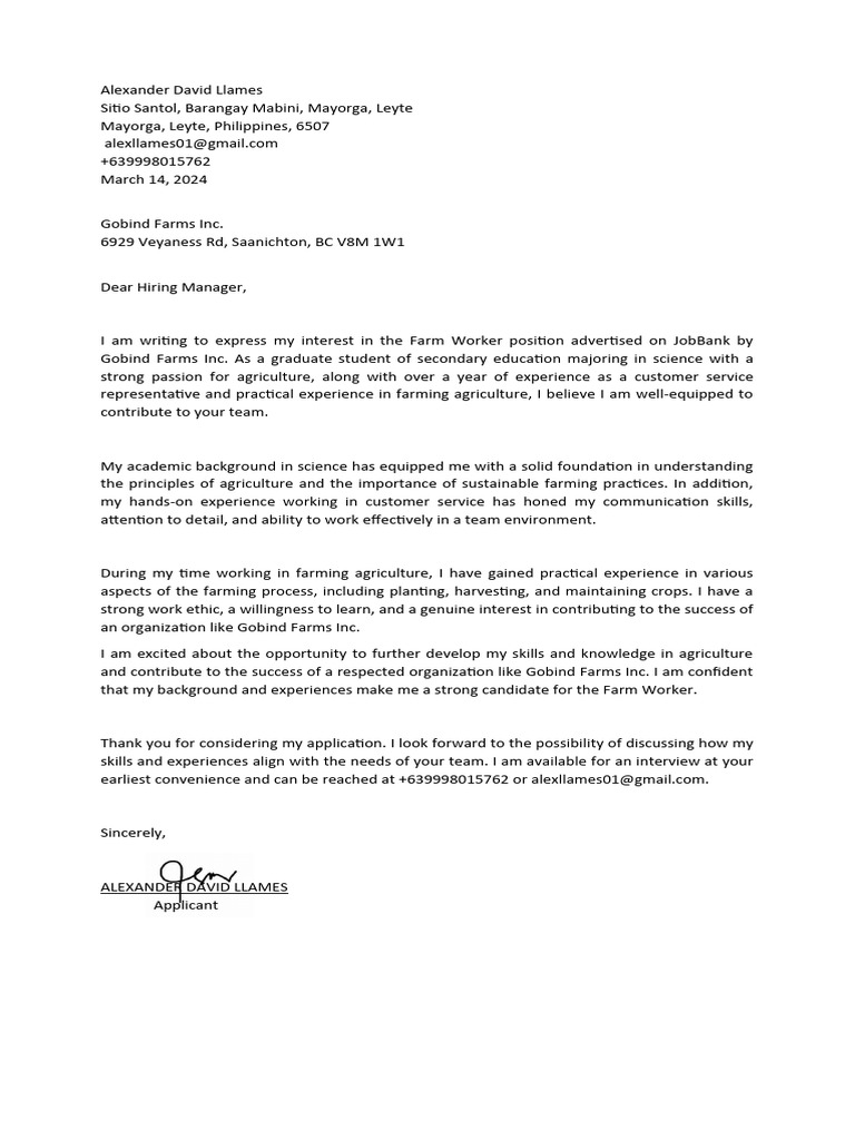 Canada Cover Letter | PDF