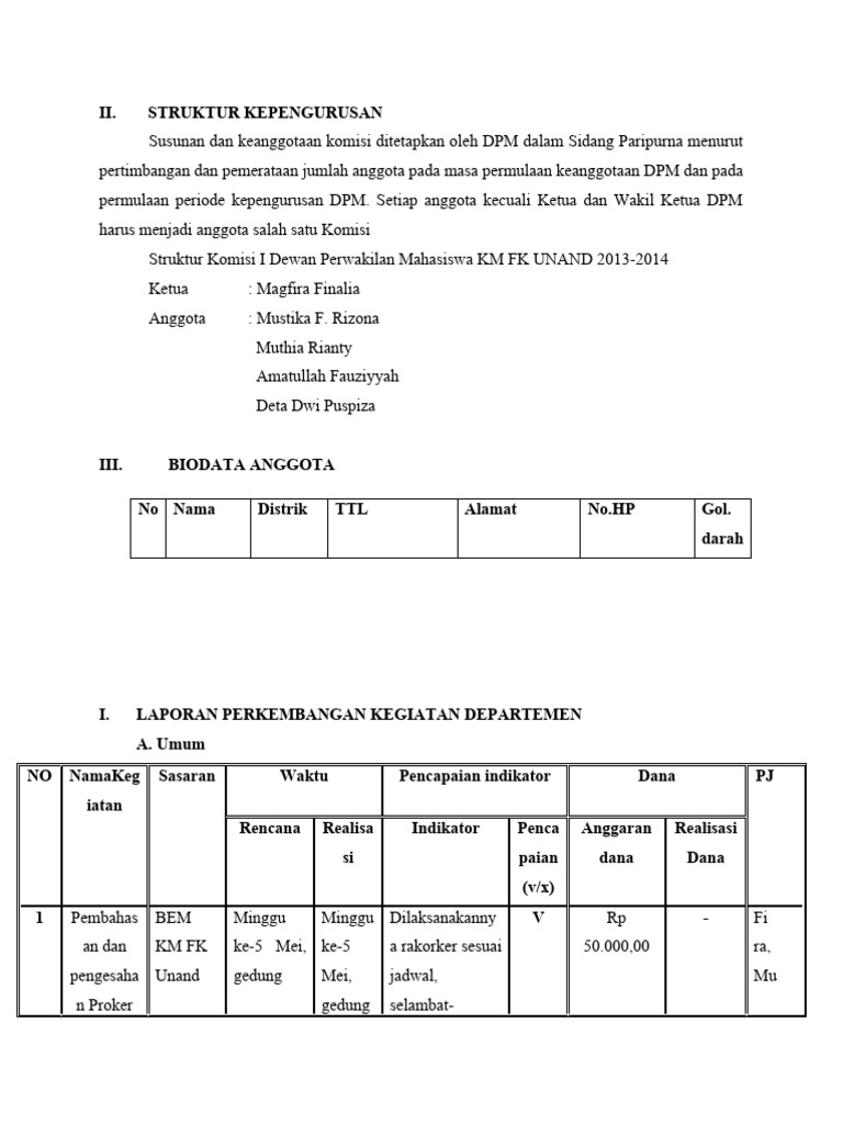 LPJ SEENTARA KOMISI 1 DPM FK Unand Part 2 | PDF