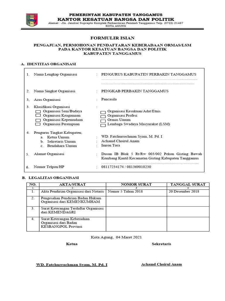 Verifikasi Pendaftaran Ormas | PDF | Hukum