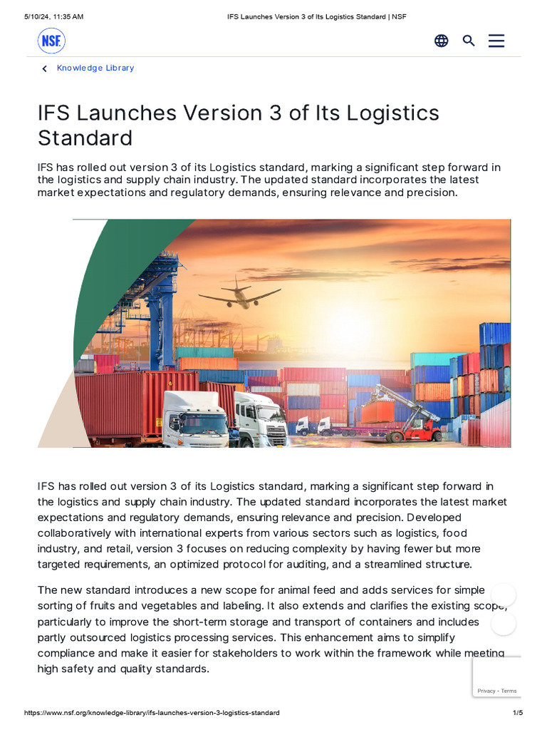 IFS Launches Version 3 of Its Logistics Standard | PDF | Logistics ...