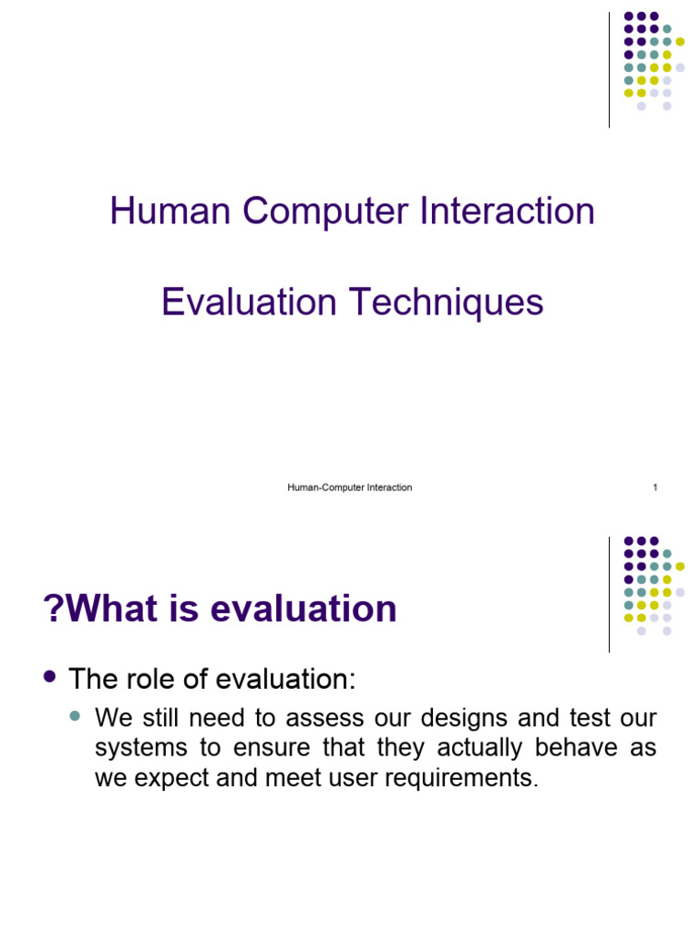 08 GUI Evaluation Techniques | PDF | Usability | Human–Computer Interaction