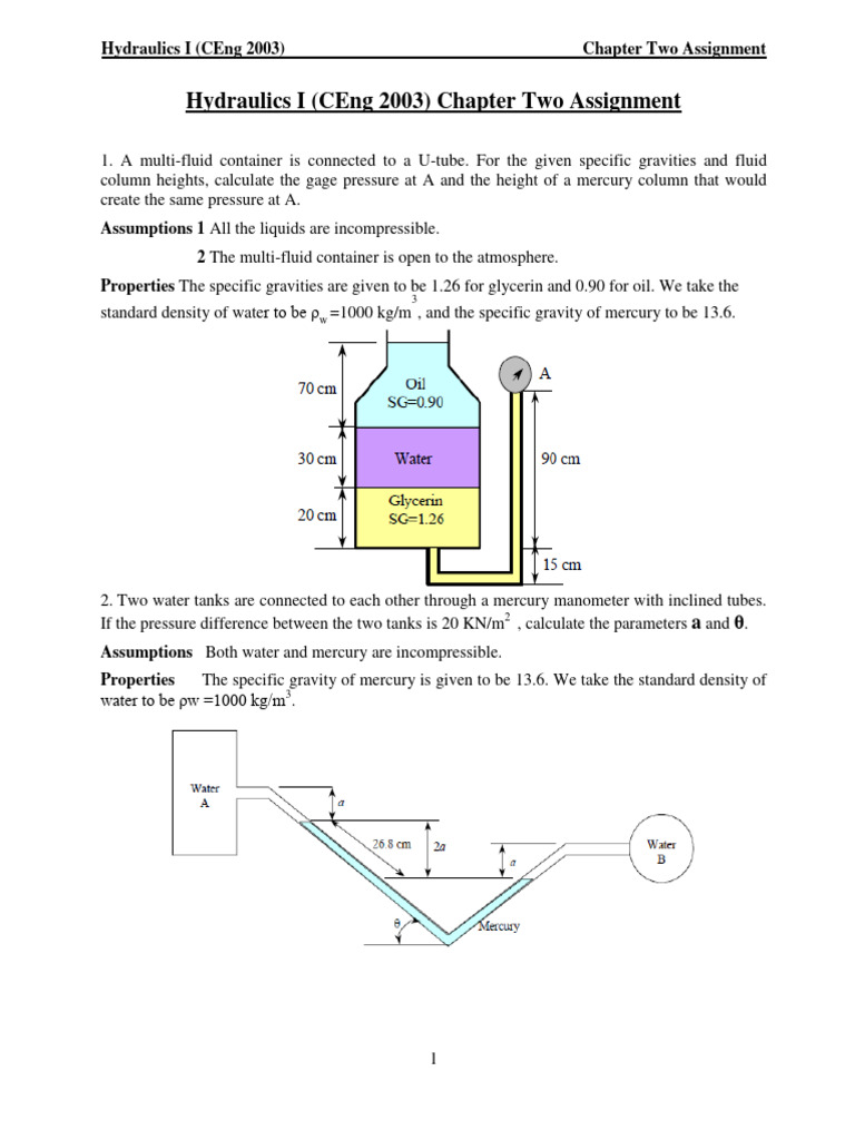 Assignment On Chapter Two | PDF | Pressure | Force