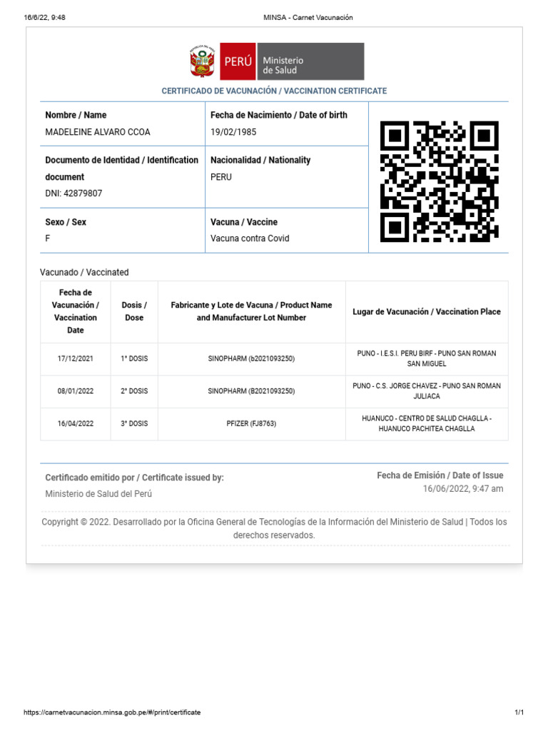 MINSA - Carnet Vacunación | Descargar gratis PDF | Salud pública ...