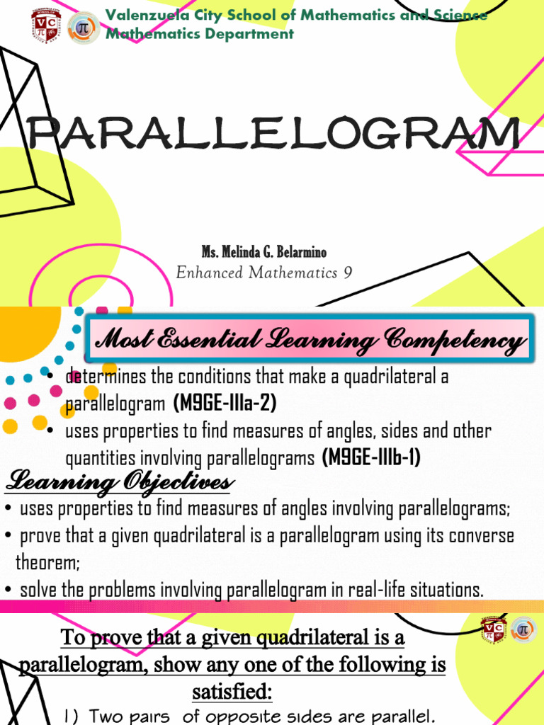 3.2 PARALLELOGRAM Students | PDF | Euclid | Elementary Geometry