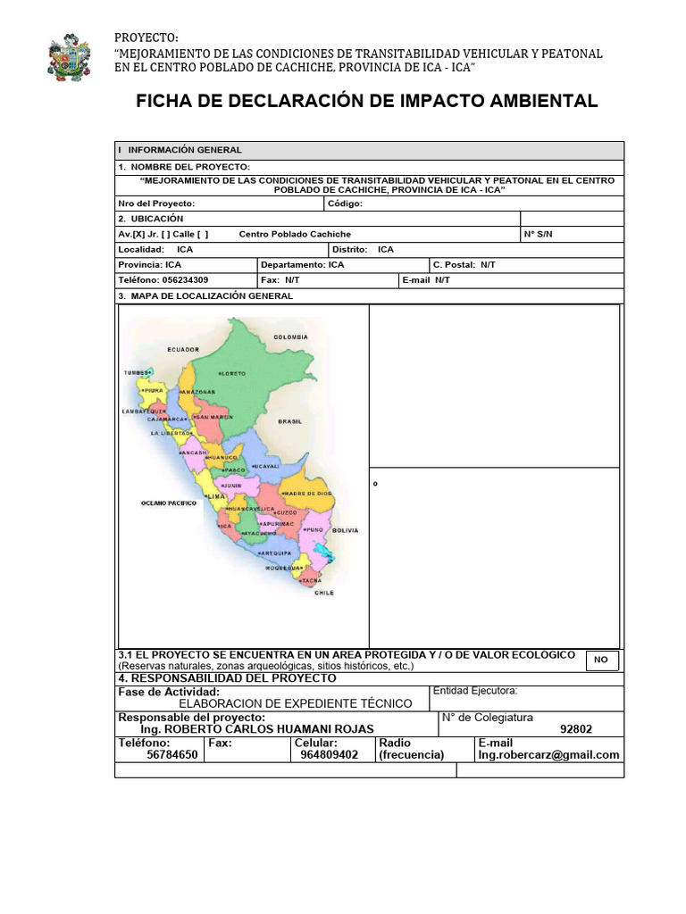 Ficha de Declaración de Impacto Ambiental | Descargar gratis PDF ...
