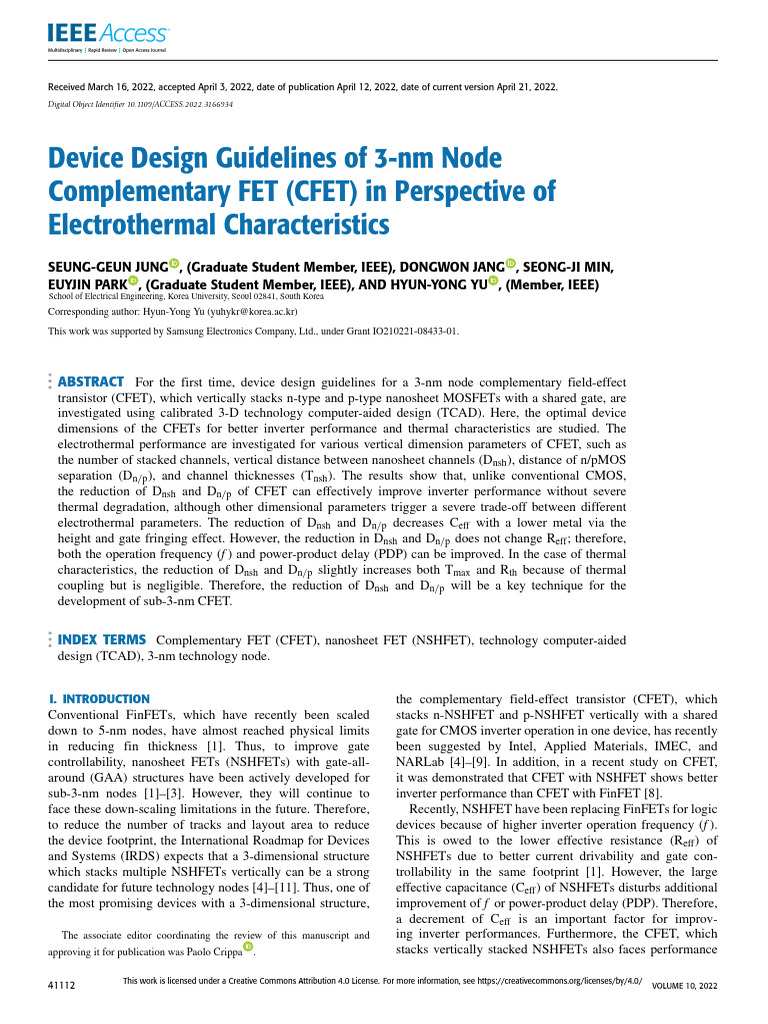 Device Design Guidelines of 3-nm Node Complementary FET CFET in ...