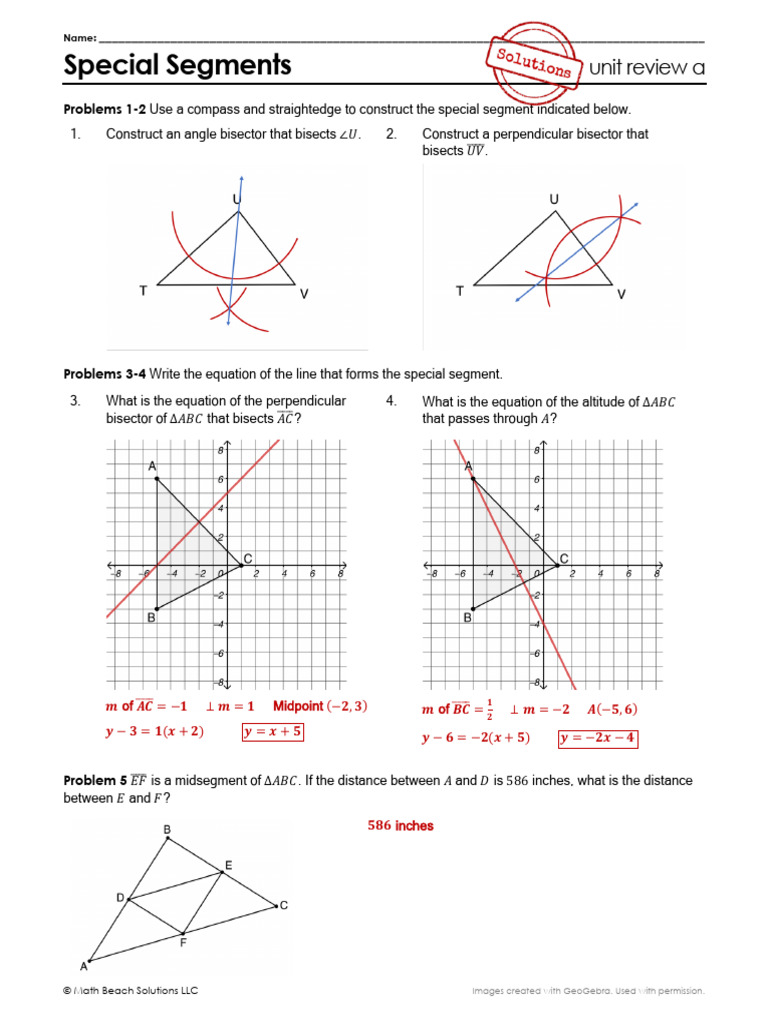 Unit 6 Review A Key | PDF | Triangle Geometry | Mathematical Concepts