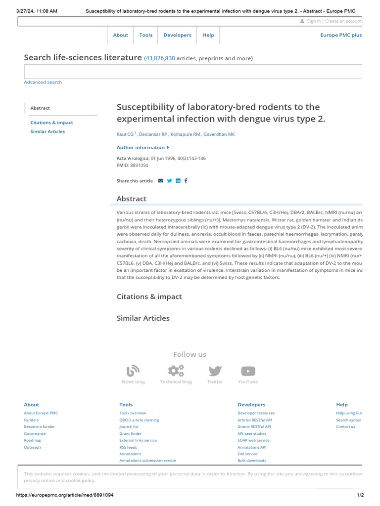 Susceptibility of Lab-Bred Rodents To Experimental Infection Dengue ...