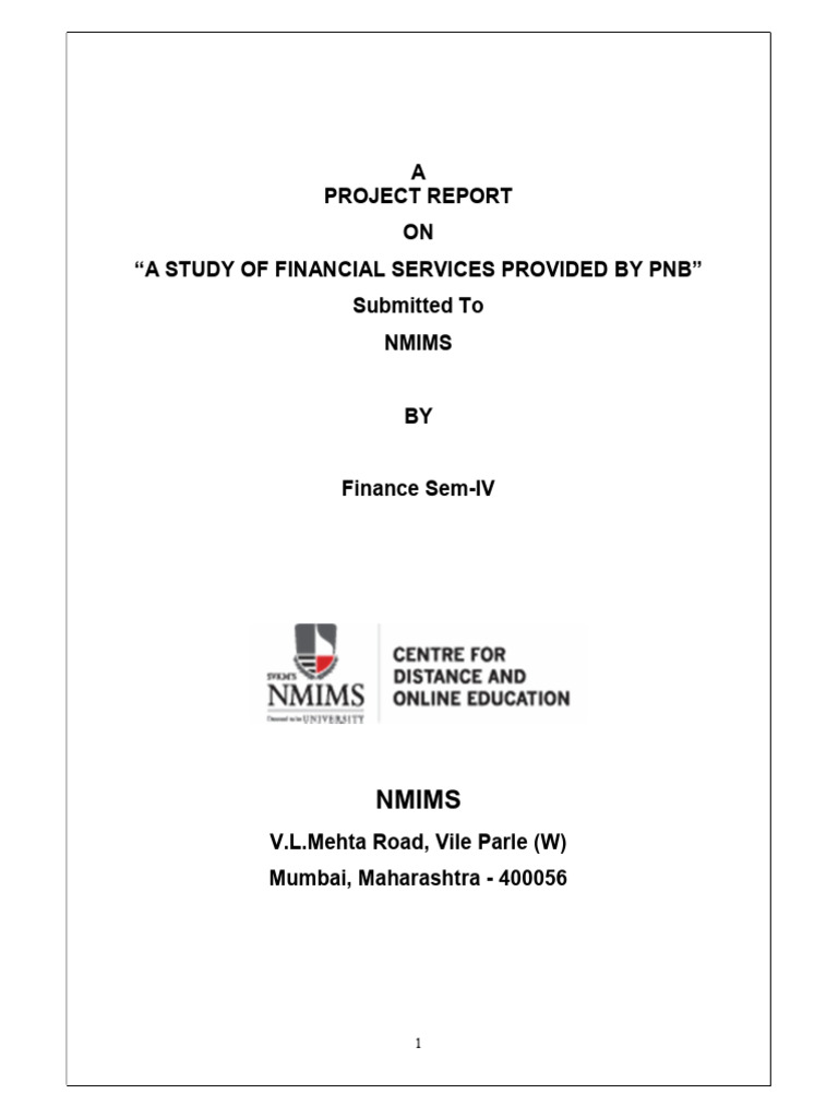 PNB Financial Services Project Report | PDF | Banks | Mergers And ...